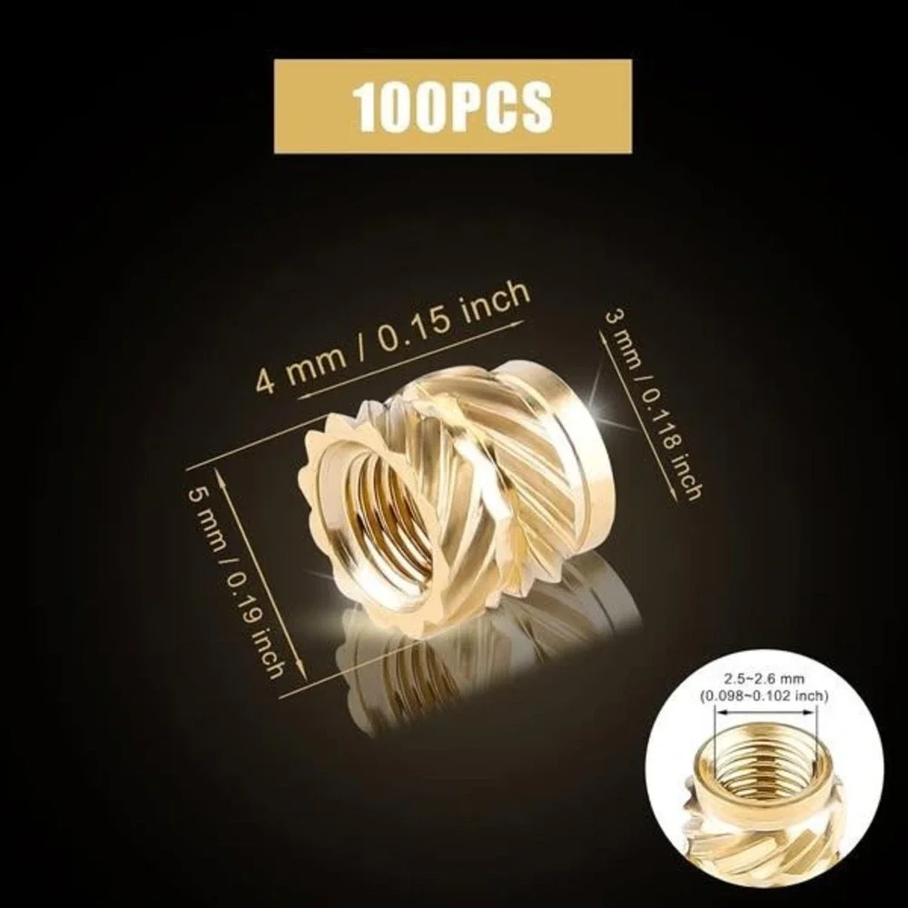 Other | 40 Pcs Heat Insert Threaded Nut 3d Printing Brass Insert Nuts ...